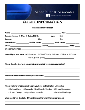 Fillable Online CLIENT INFORMATION Identification Information Name ...