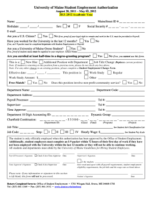 Fillable Online umaine Student Authorization Form - University of Maine - umaine Fax Email Print ...