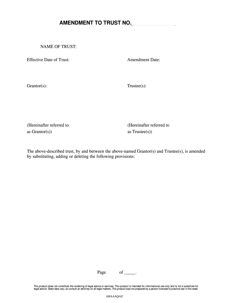 Amendment To Trust Fill And Sign Printable Template Online