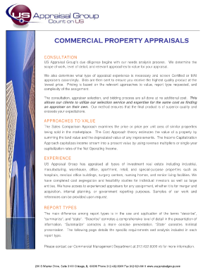 Fillable Online COMMERCIAL PROPERTY APPRAISALS - US Appraisal Group ...