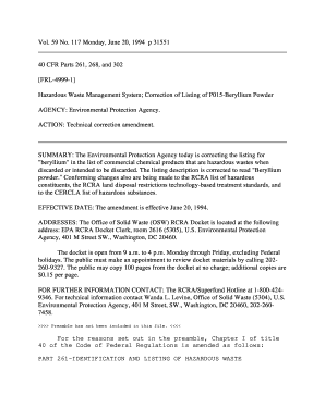Fillable Online epa Hazardous Waste Management System; Correction of ...