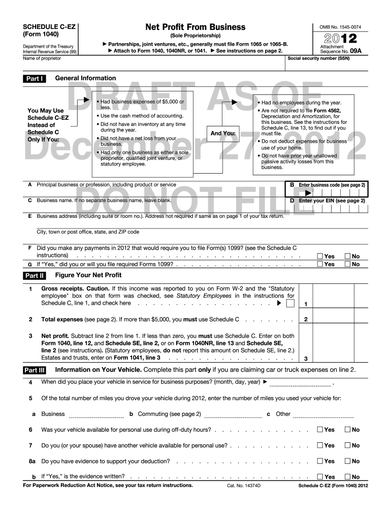 2012 Schedule C Fill Out Sign Online DocHub