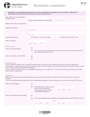 Fillable Online ird govt Business cessation - ird govt Fax Email Print ...