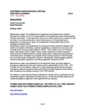 Fillable Online EQUIPMENT MAINTENANCE, REPAIR, AND REPLACEMENT 6515 ...