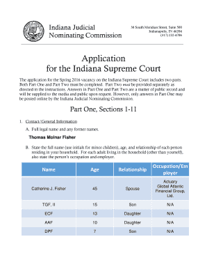 Fillable Online in Application for the Indiana Supreme Court Fax Email ...