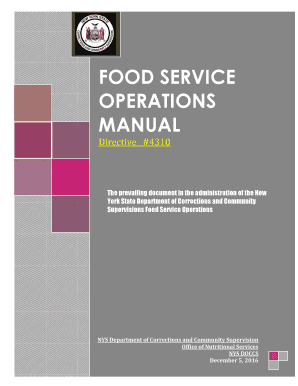 Fillable Online doccs ny FOOD SERVICE OPERATIONS MANUAL. Directive#4310 ...