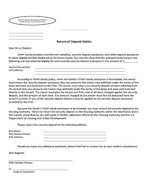 Fillable Online portal hud Return of Deposit Notice Fax Email Print ...