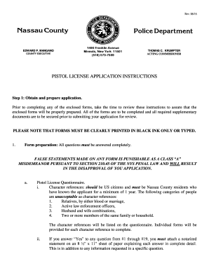 Fillable Online police nassaucountyny PISTOL LICENSE APPLICATION ...