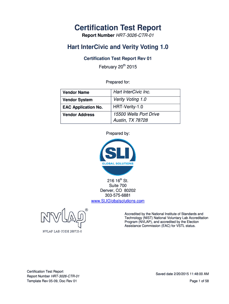 Fillable Online eac Certification Test Report Fax Email Print - pdfFiller