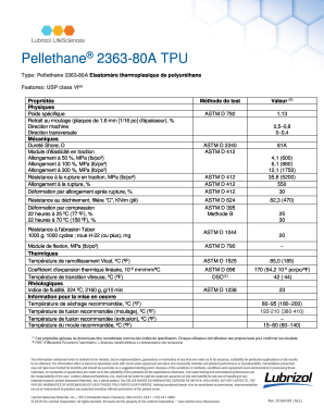Fillable Online Type: Pellethane 2363-80A Elastom re thermoplasique de ...