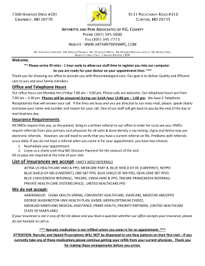 Fillable Online List of insurances we accept: HMO'S NEED REFERRALS Fax ...