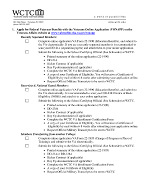 Fillable Online wctc wctc va form Fax Email Print - pdfFiller
