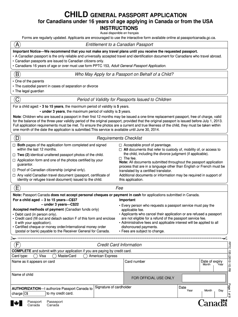 Child Passport Application Canada Fill Online Printable Fillable 