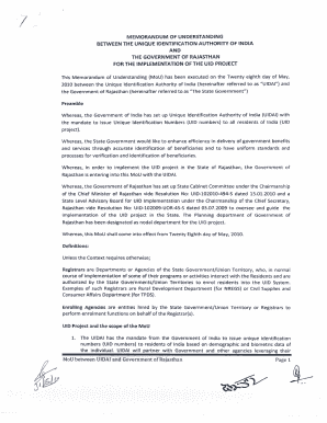 Fillable Online BETWEEN THE UNIQUE IDENTIFICATION AUTHORITY OF INDIA Fax Email Print - pdfFiller