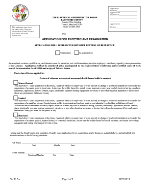 Fillable Online Examination Application (PDF) - Baltimore County ...