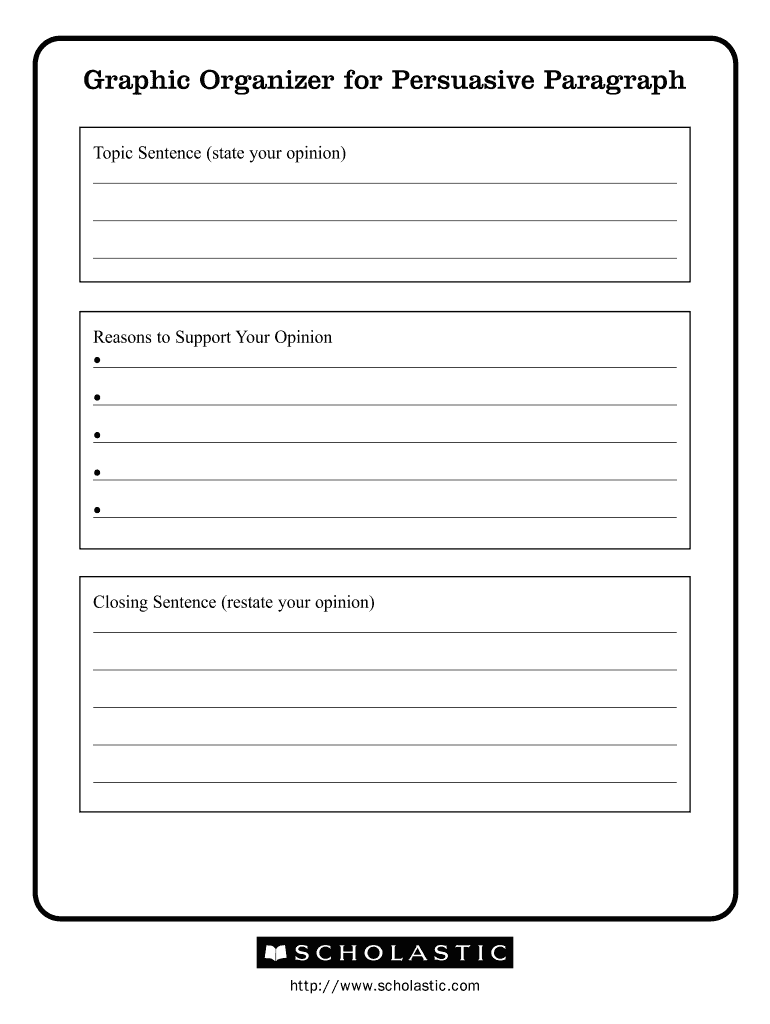 Fillable Online Graphic Organizer for Persuasive Paragraph - Scholastic ...