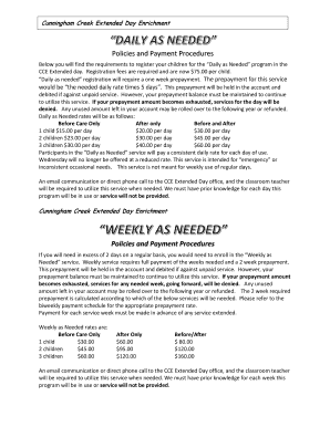 Fillable Online Daily and Weekly As Needed Payment Procedures Fax Email ...