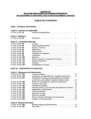 Fillable Online dbhds virginia chapter 105 rules and regulations for ...