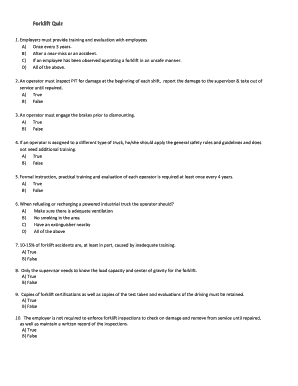Fillable Online osha Forklift Quiz - osha Fax Email Print - pdfFiller