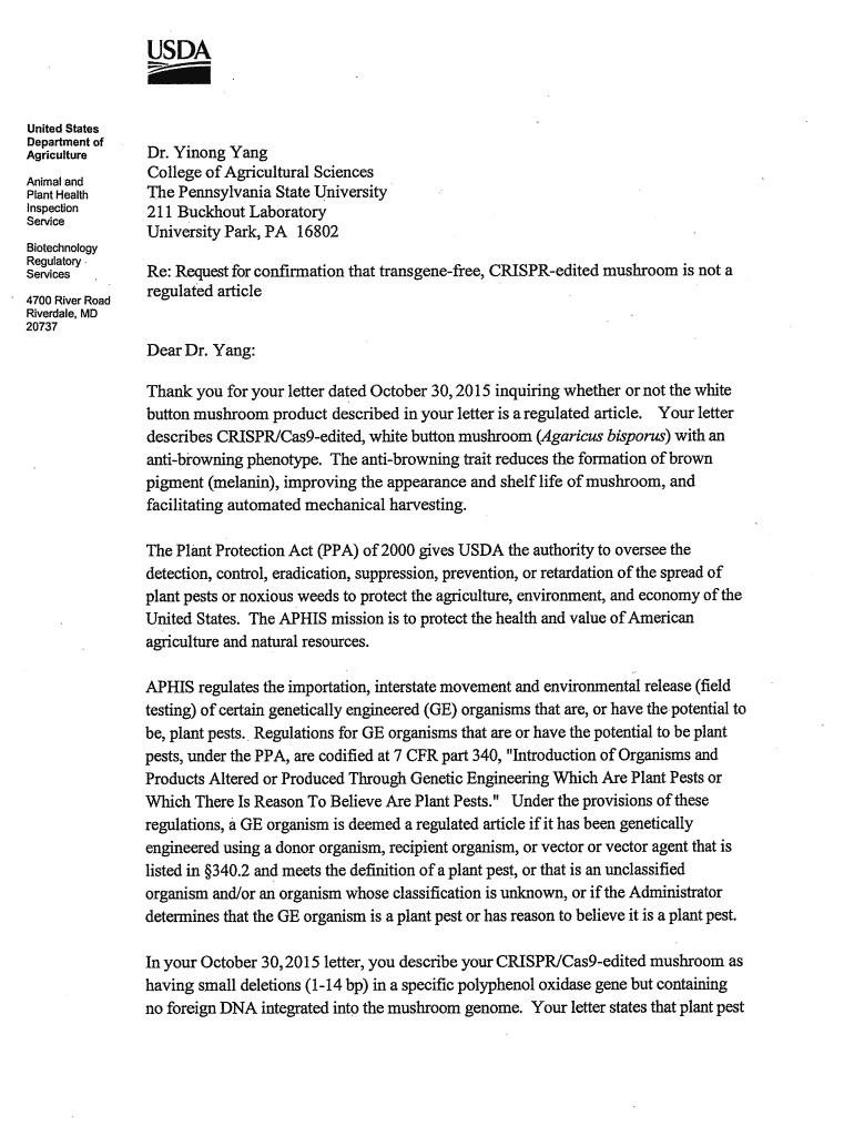 Fillable Online aphis usda In a letter - aphis usda Fax Email Print - pdfFiller