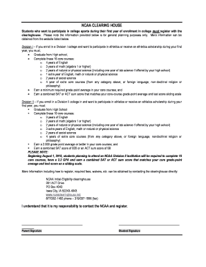 Fillable Online NCAA CLEARING HOUSE Fax Email Print - pdfFiller