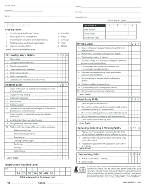 Fillable Online 5th Grade Report Card 2010 Web Fill-Out Version ...