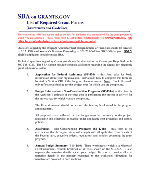 Fillable Online sba SBA on GRANTS - sba Fax Email Print - pdfFiller