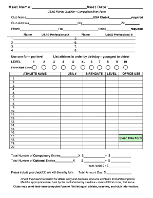 Fillable Online USA Qualifier Entry - Fill Form Fax Email Print - pdfFiller