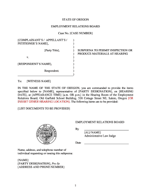 Sample Subpoena For Documents