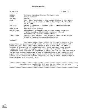 Fillable Online Here's a Toast!. Fax Email Print - pdfFiller