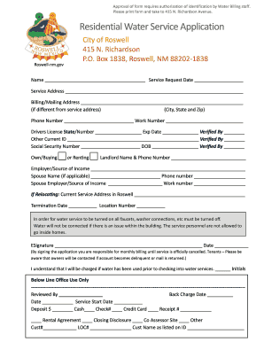 Fillable Online roswell-nm Residential Water Service Application Fax ...