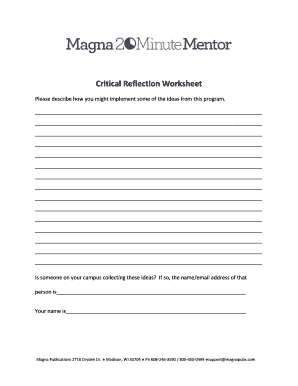 Fillable Online Critical Reflection Worksheet Fax Email Print - pdfFiller