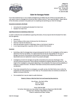 Fillable Online Claims for Damages Fax Email Print - pdfFiller