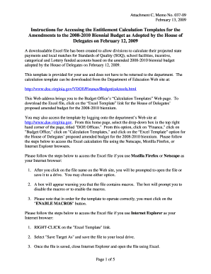 Fillable Online doe virginia Entitlement Calculation Template ...