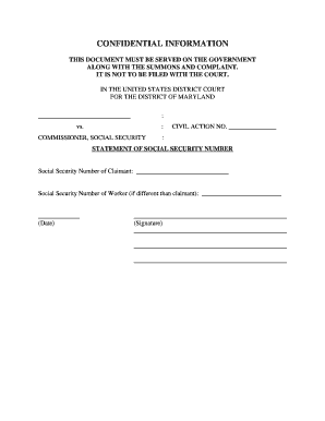 Fillable Online mdd uscourts Statement of Social Security Number Fax ...