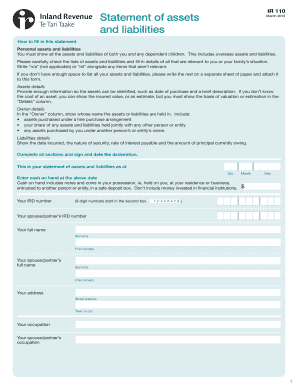 Fillable Online ird govt IR 110 - ird govt Fax Email Print - pdfFiller