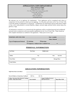 Fillable Online Employment Application with Consent Form - City of ...