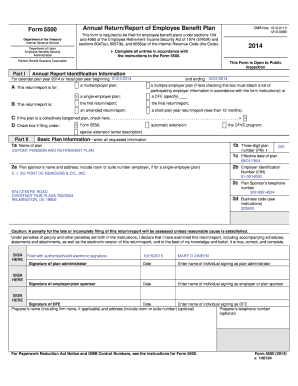 Fillable Online Form 5500 Annual Return/Report of Employee ... - DuPont ...