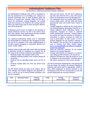 Fillable Online kdheks Individualized Healthcare Plan - Kansas ...