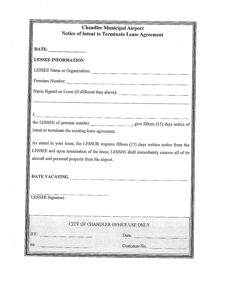 Fillable Online Chandleraz Notice Of Intent To Terminate Lease fillable-online-chandleraz-notice-of-intent-to-terminate-lease