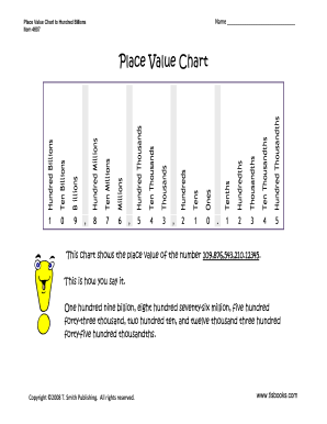 Printable Place Value Chart To Billions