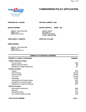 Fillable Online FARMOWNERS POLICY APPLICATION Fax Email Print - pdfFiller