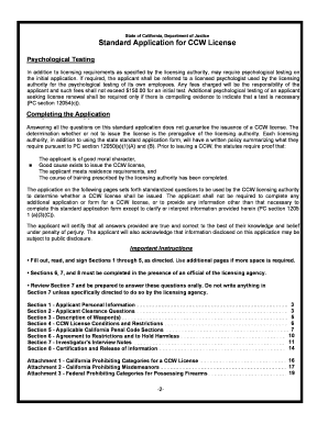 Fillable Online standard application for license to carry a concealed weapon Fax Email Print ...