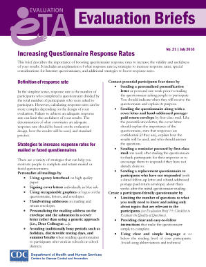 Fillable Online cdc Increasing Questionnaire Response Rates - cdc Fax ...