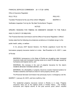 Fillable Online DEPARTMENT OF INSURANCE - My Safe Florida Home Fax ...