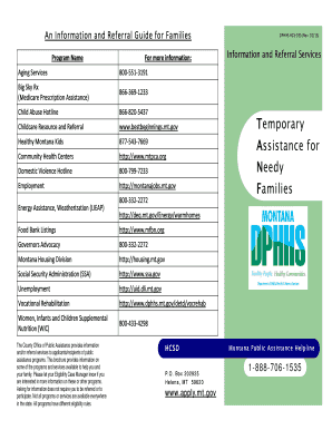 Fillable Online dphhs mt An Information and Referral Guide for Families ...