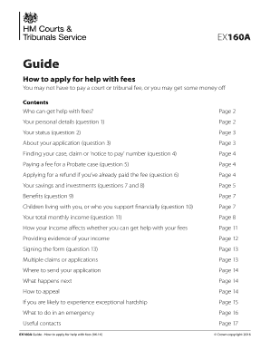 Fillable Online EX160A - How to apply for help with fees Fax Email ...