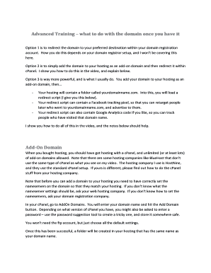 Fillable Online Advanced Training what to do with the domain once you ...