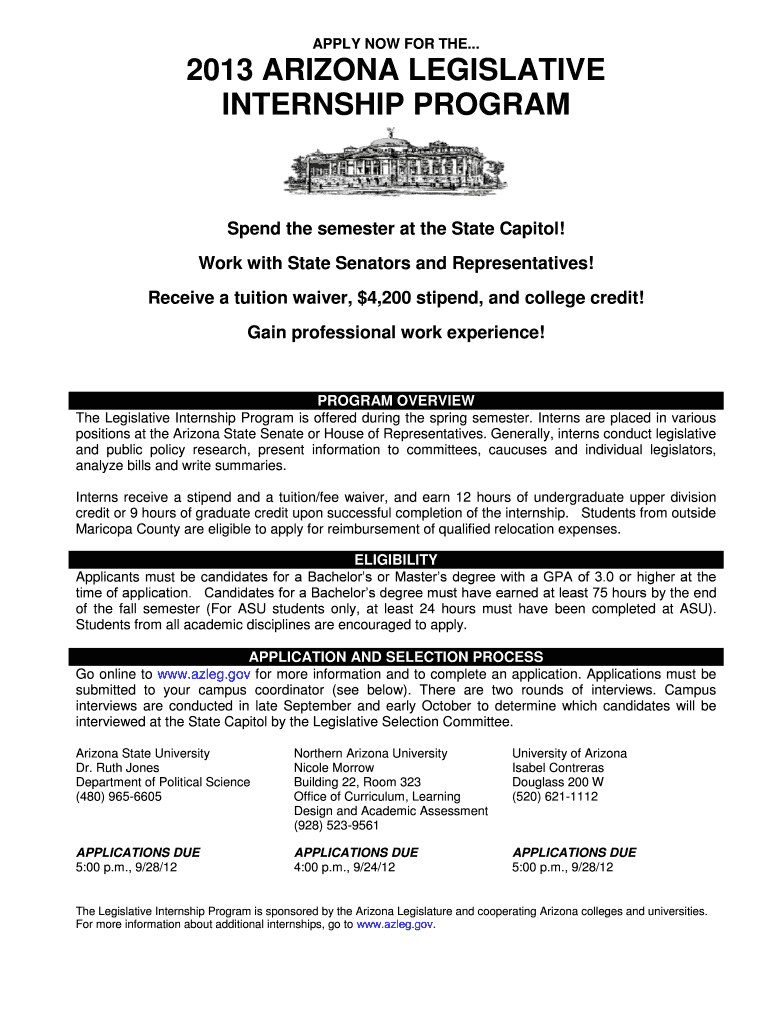 Fillable Online azleg APPLY NOW FOR THE - azleg Fax Email Print - pdfFiller