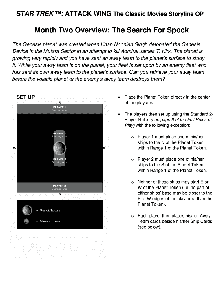 Fillable Online STAR TREK TM: ATTACK WING The Classic Movies Storyline ...